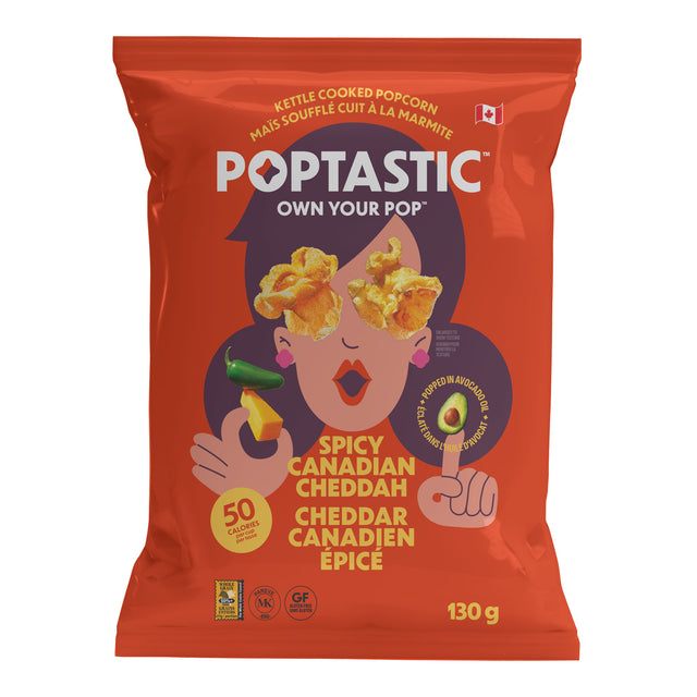 Spicy Cheddar Kettle Cooked Popcorn - Avocado Oil Cooked Popcorn ...